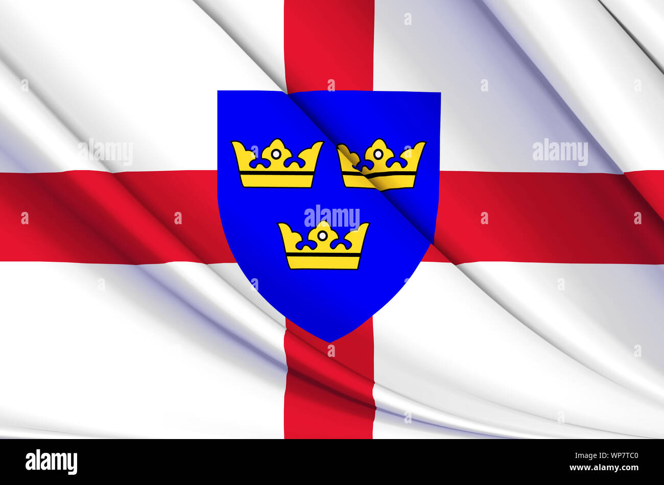 East Anglia waving flag illustration. Regions of England and United ...