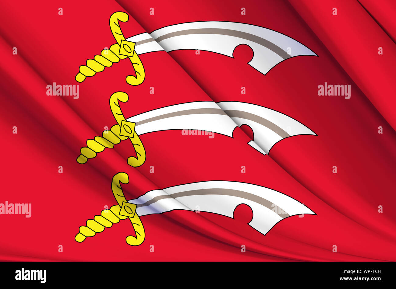 Essex waving flag illustration. Regions of England and United Kingdom ...