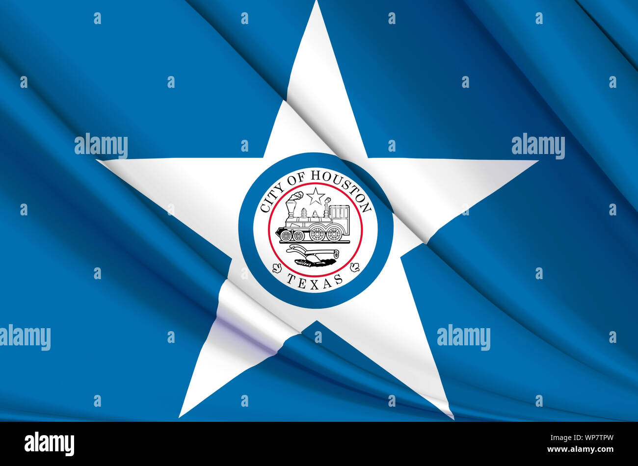 Houston Texas waving flag illustration. Regions and Cities of the ...