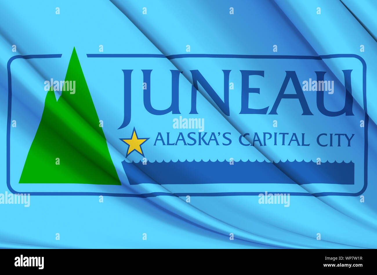 Juneau Alaska waving flag illustration. Regions and Cities of the ...