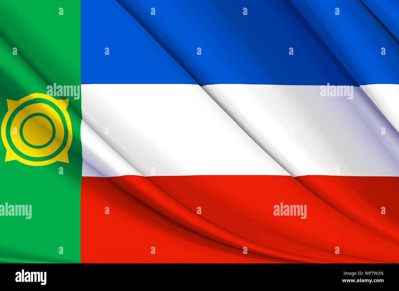 Khakassia waving flag illustration. Regions of Russia. Perfect for ...