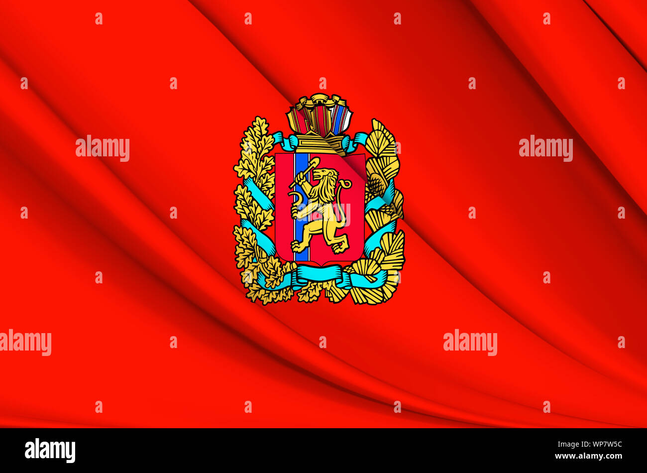 Krasnoyarsk waving flag illustration. Regions of Russia. Perfect for ...
