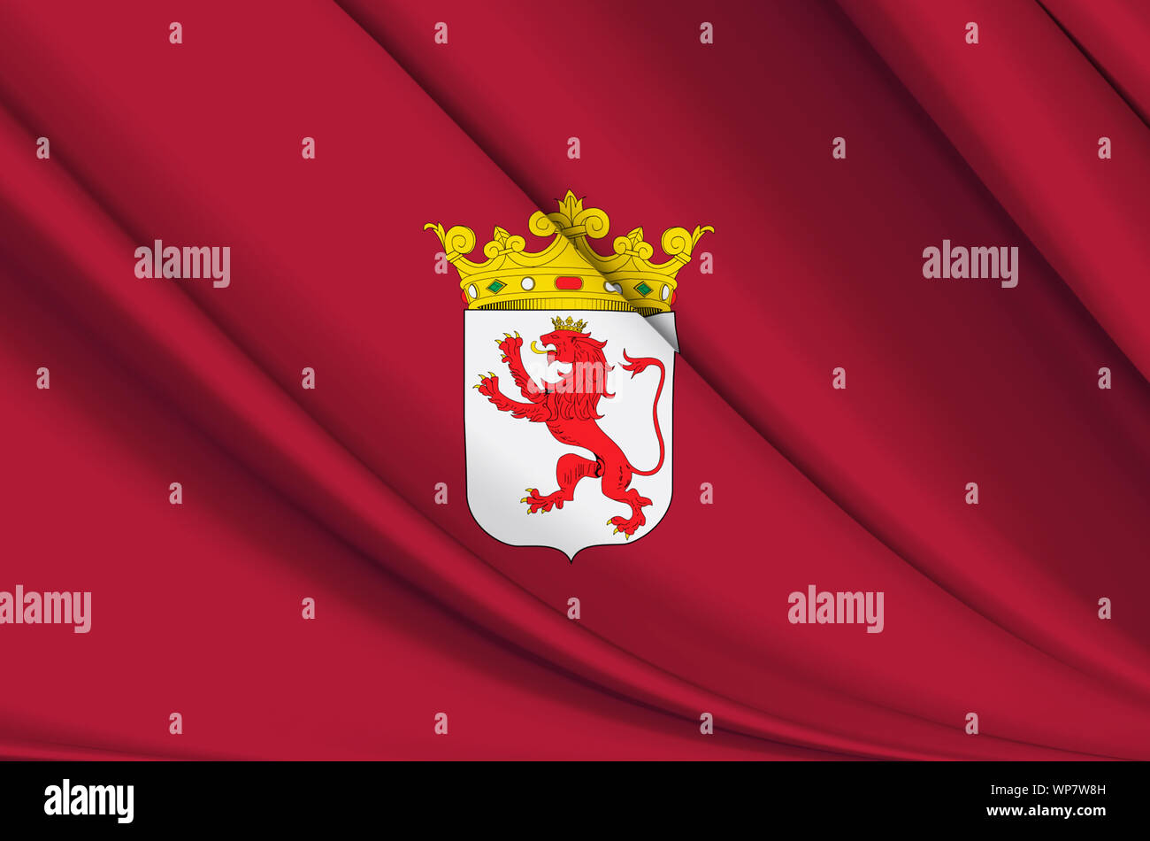 Leon waving flag illustration. Regions and cities of Spain. Perfect for ...