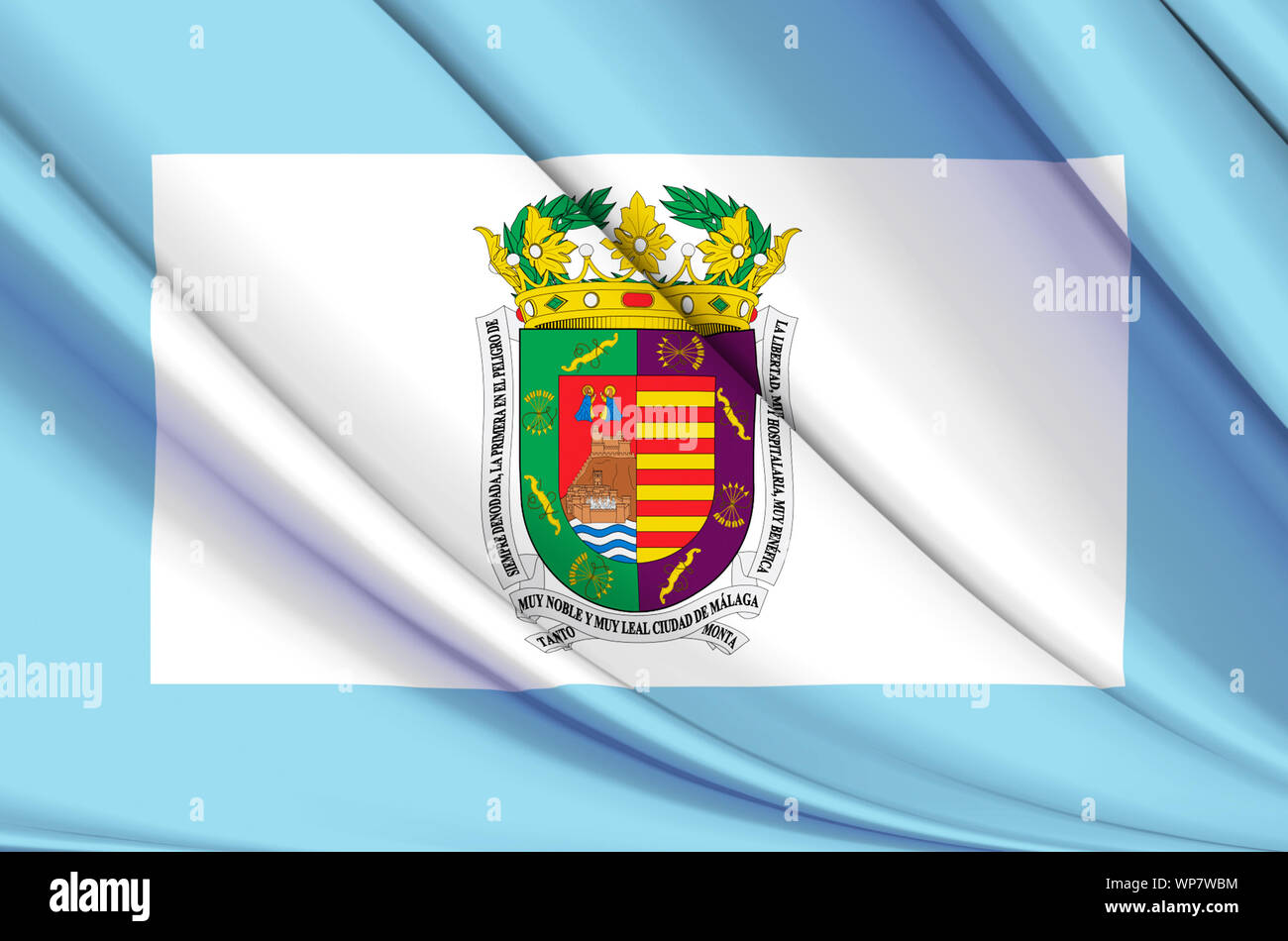 Malaga waving flag illustration. Regions and cities of Spain. Perfect ...