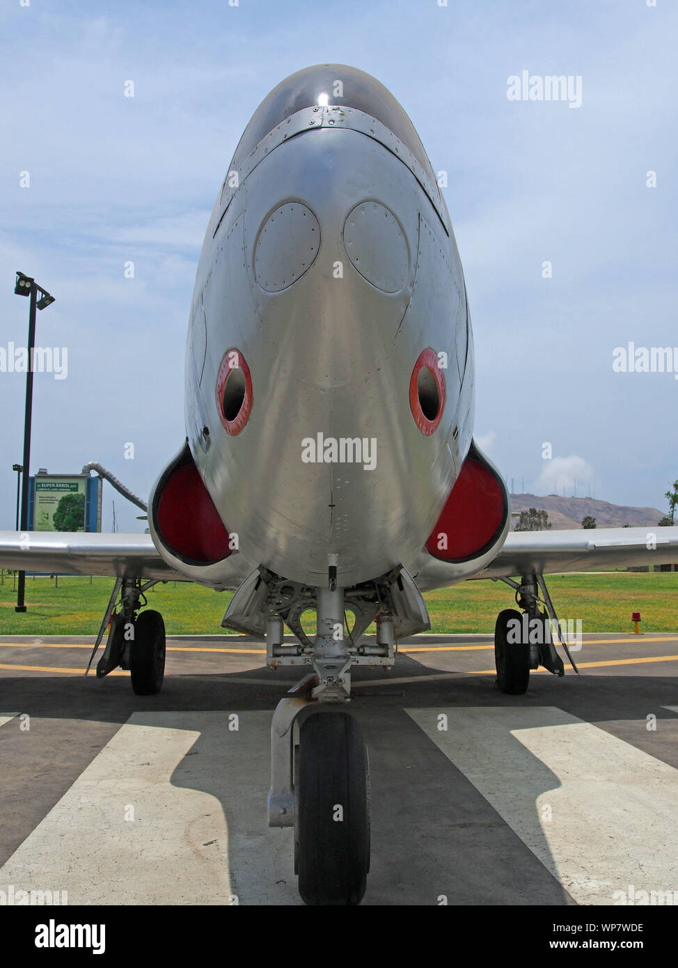 Front view of the Lockheed P-80 Shooting Star jet fighter aircraft from ...