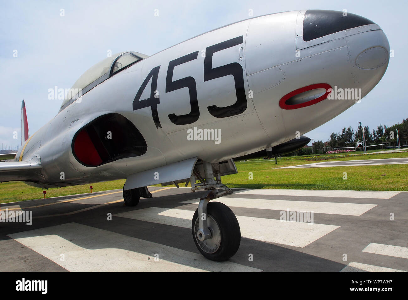 Front view of the Lockheed P-80 Shooting Star jet fighter aircraft from ...