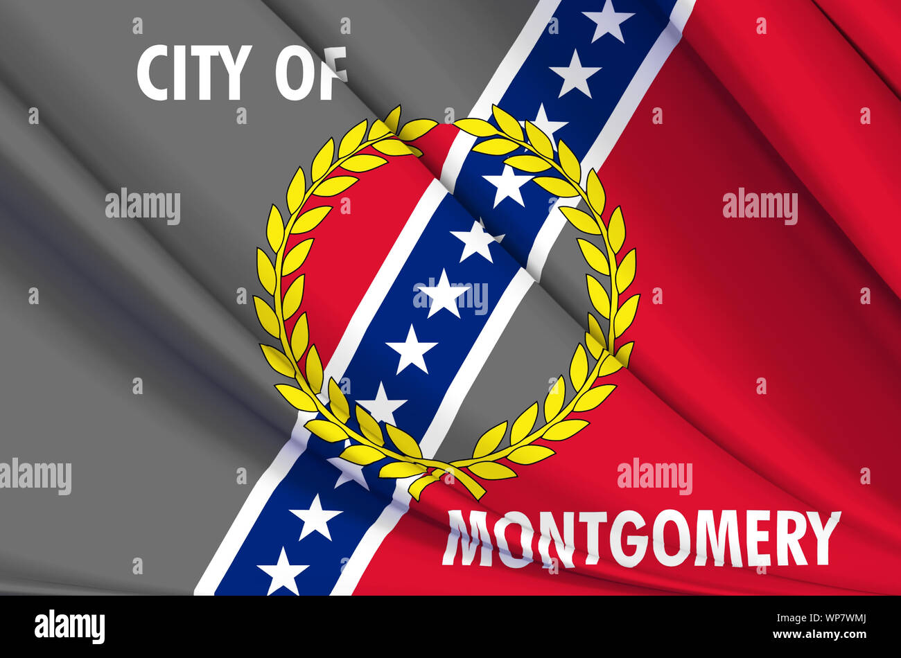 Montgomery Alabama waving flag illustration. Regions and Cities of the ...