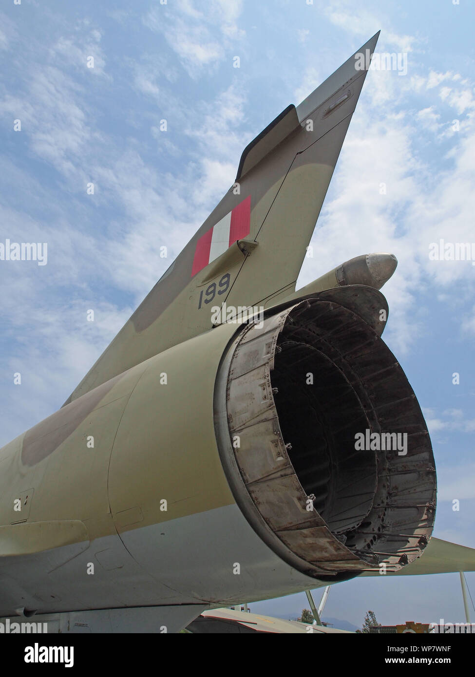 Rear view of the Dassault Mirage 5 supersonic jet fighter aircraft from ...