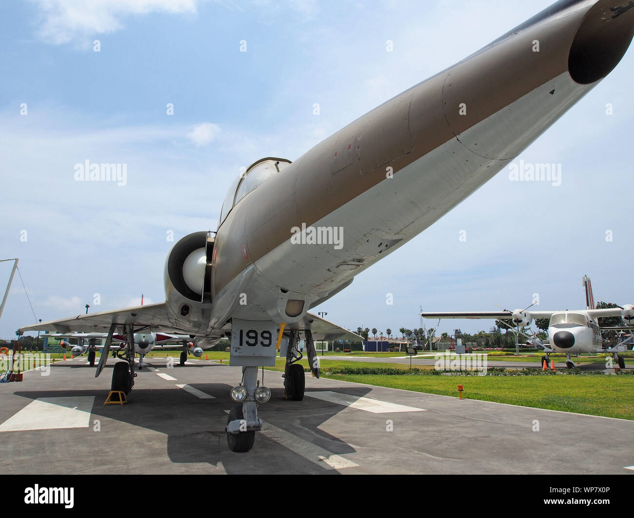 Front view of the Dassault Mirage 5 supersonic jet fighter aircraft ...