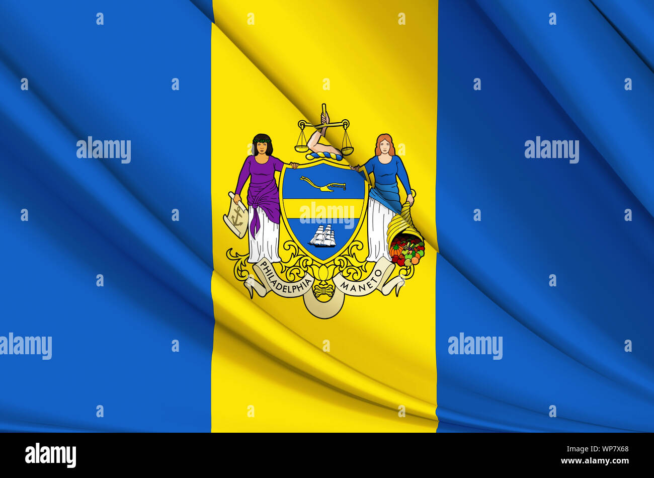 Philadelphia Pennsylvania waving flag illustration. Regions and Cities ...