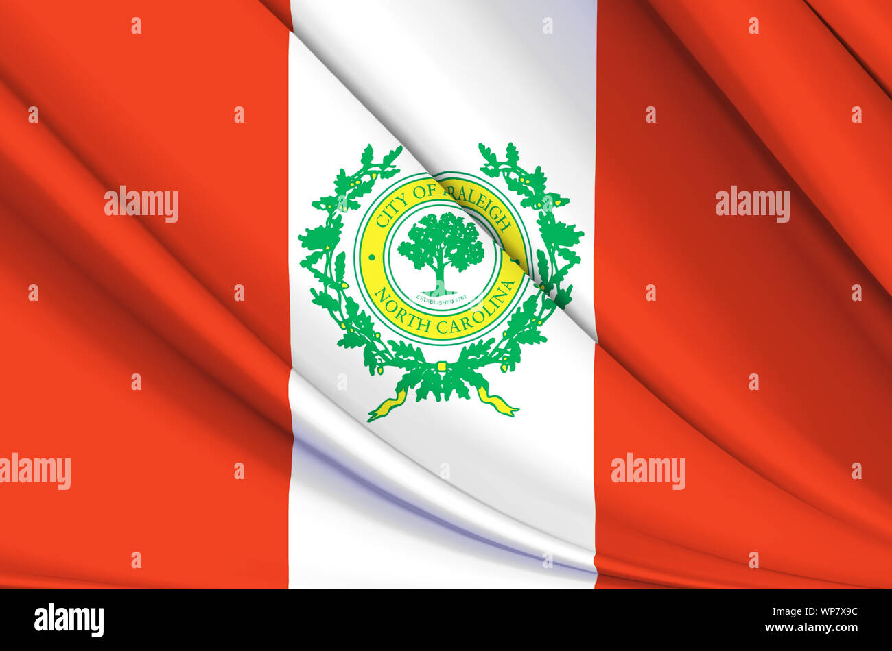 Raleigh waving flag illustration. Regions and Cities of the United ...