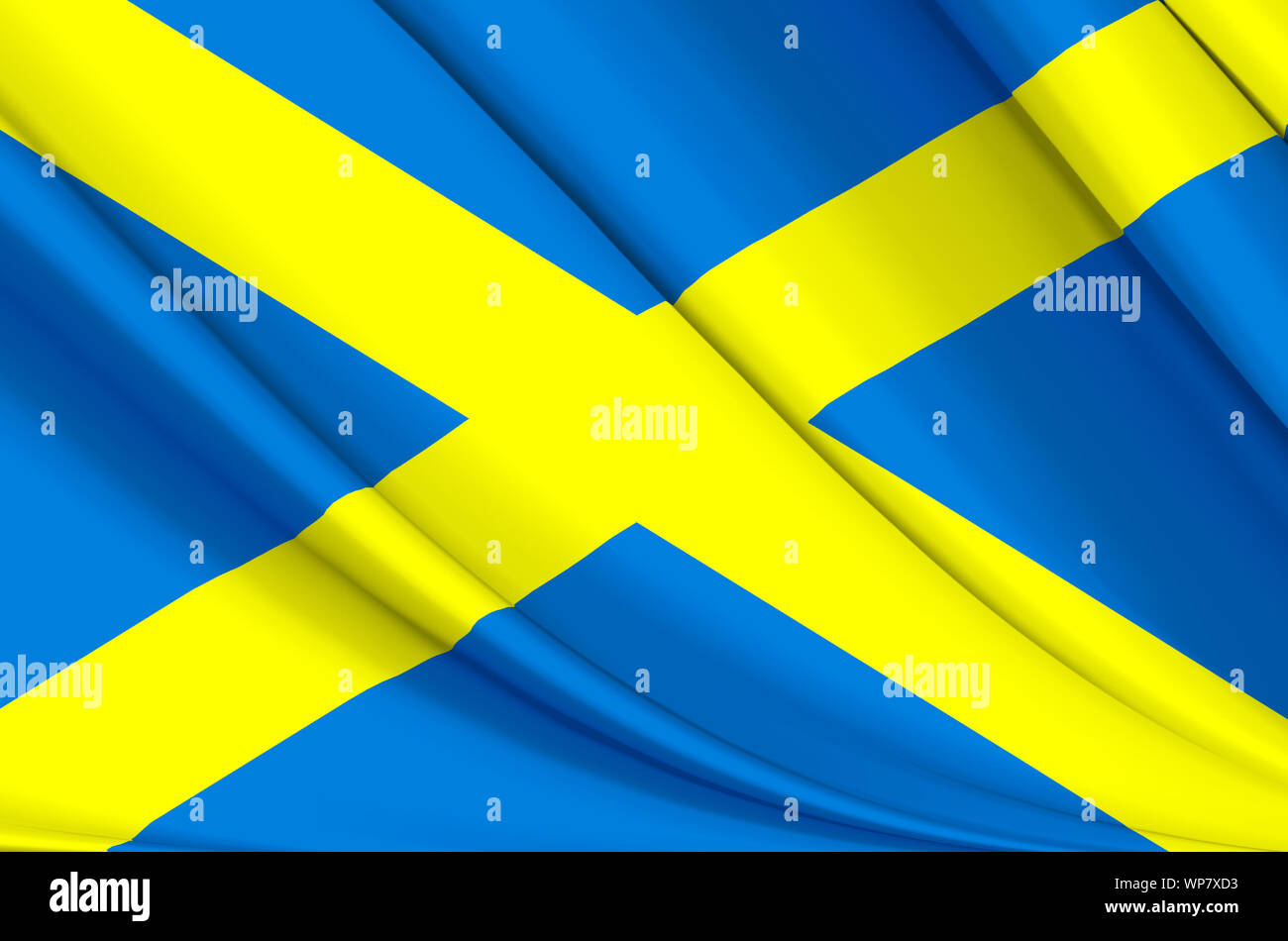 Saint Alban Cross waving flag illustration. Regions of England and ...