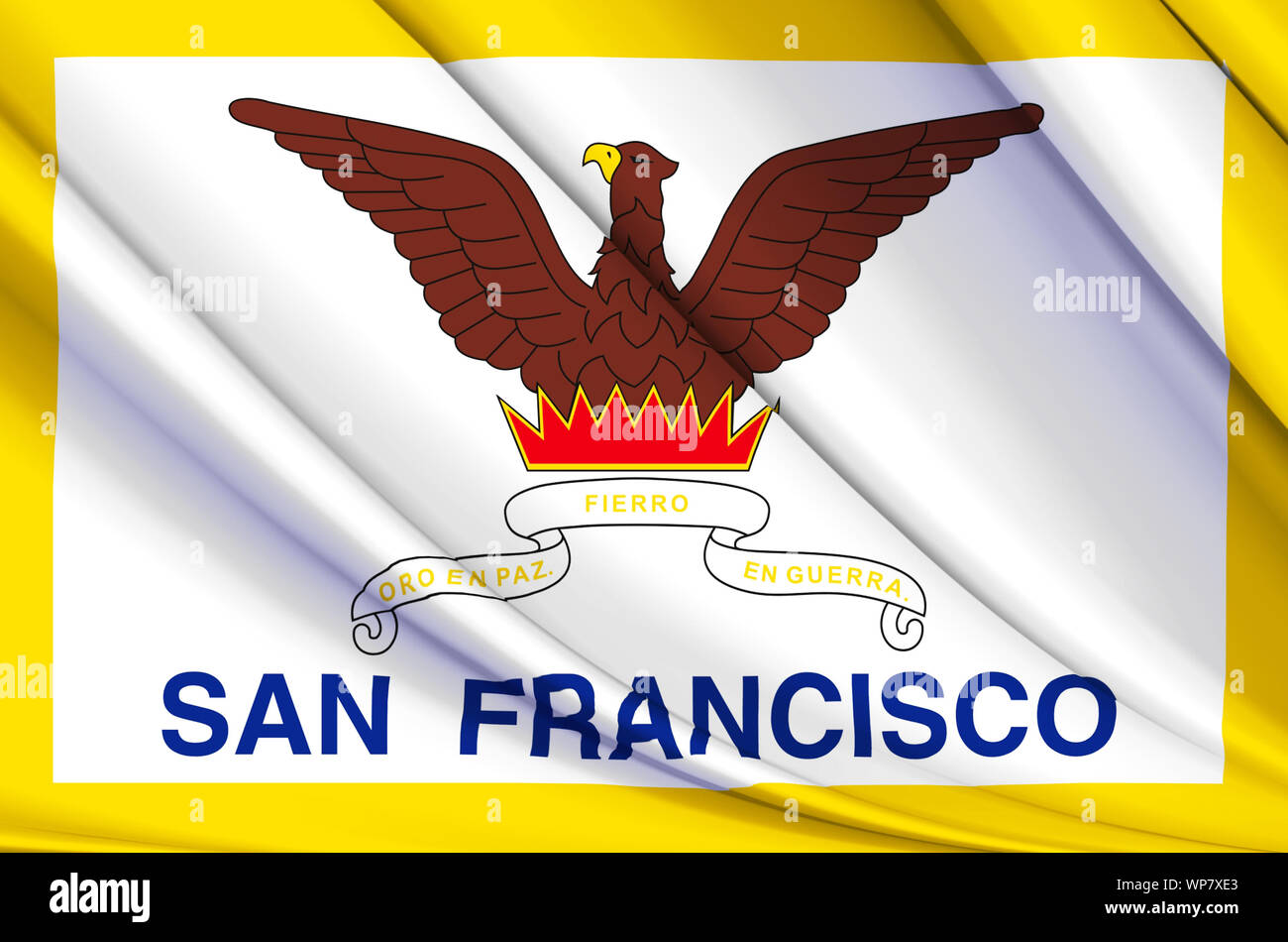 San Francisco waving flag illustration. Regions and Cities of the ...