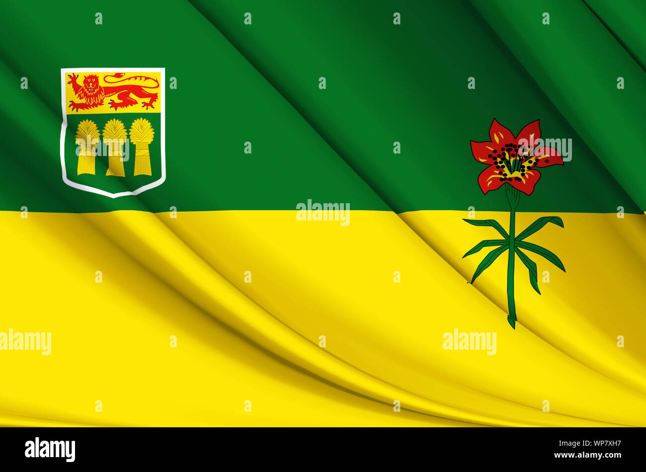 Saskatchewan waving flag illustration. States, cities and Regions of ...
