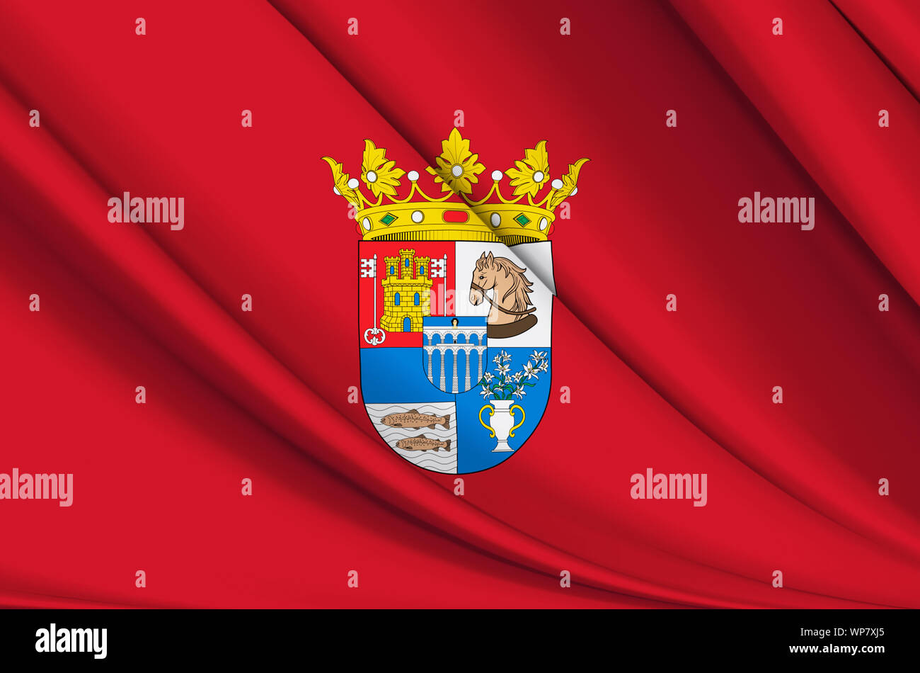 Segovia waving flag illustration. Regions and cities of Spain. Perfect ...