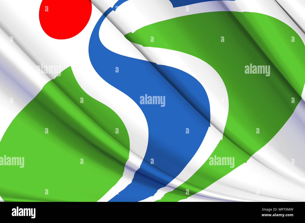 Shibetsu waving flag illustration. Regions of Japan. Perfect for ...