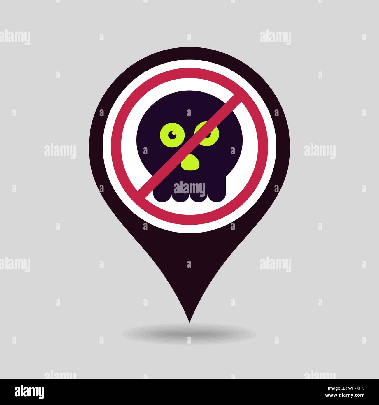 No, Ban or Stop signs. halloween skull pin map icon. Map pointer. Map ...