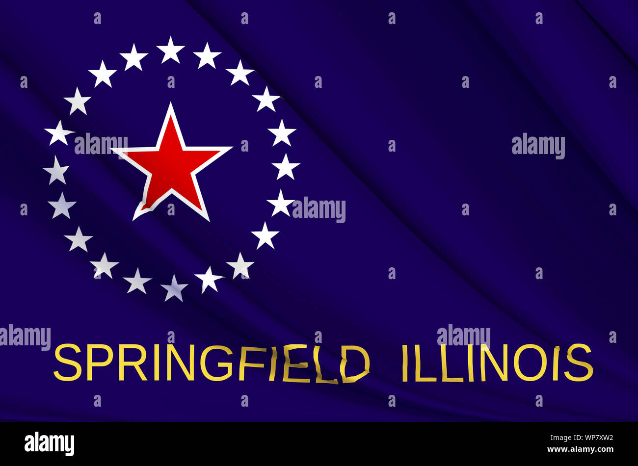 Springfield Illinois waving flag illustration. Regions and Cities of ...