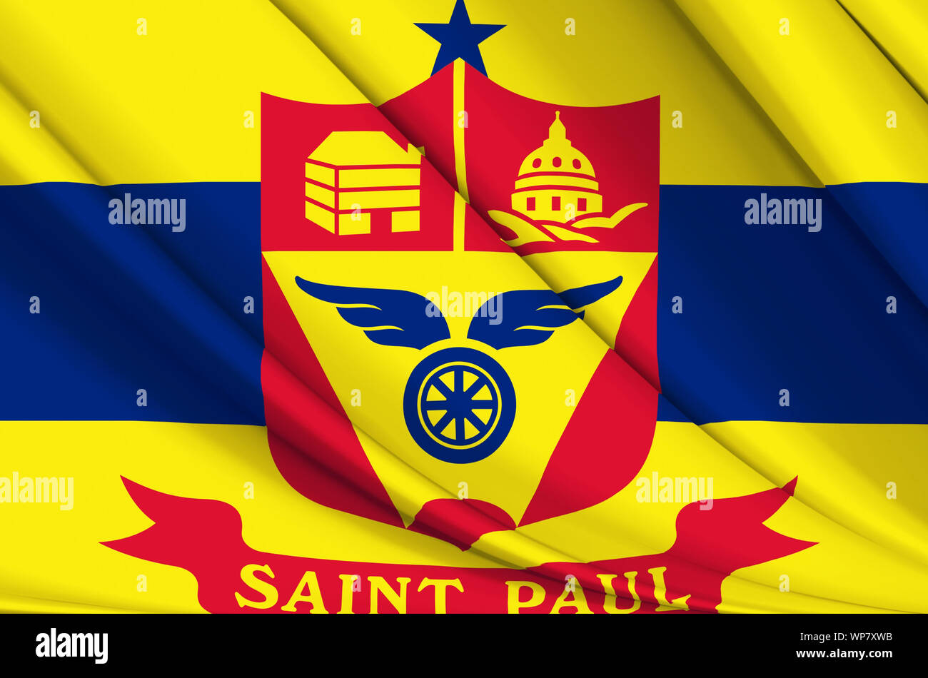 St. Paul Minnesota waving flag illustration. Regions and Cities of the ...