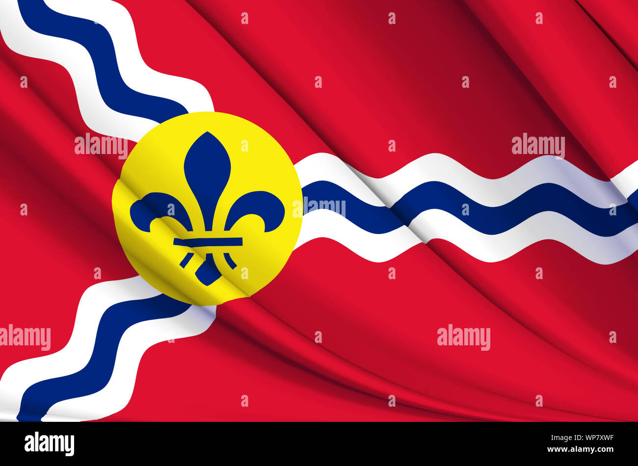St. Louis Missouri waving flag illustration. Regions and Cities of the ...
