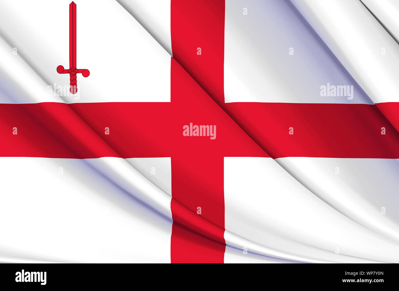 The City London waving flag illustration. Regions of England and United ...
