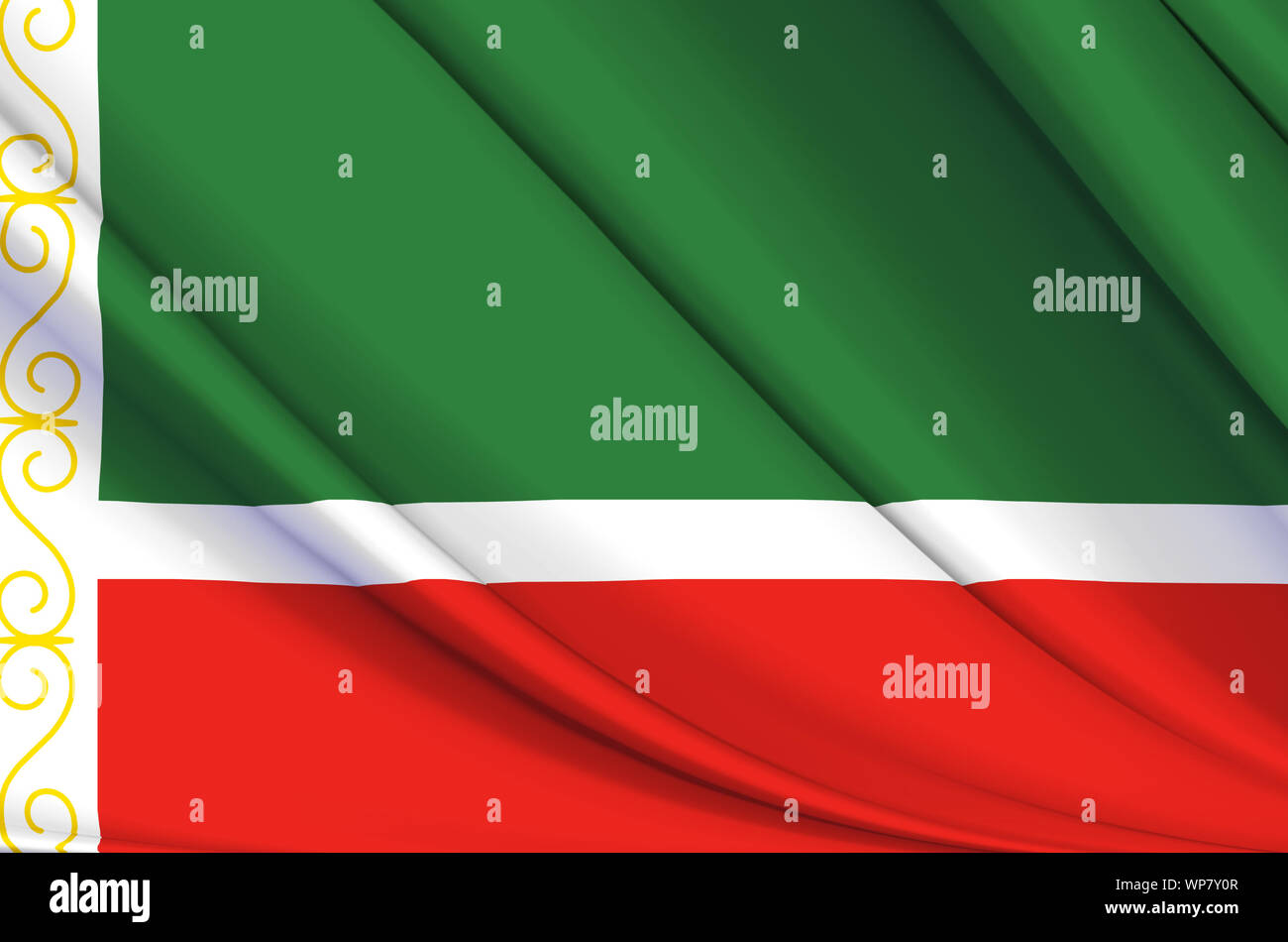 Thechechen Republic waving flag illustration. Regions of Russia ...