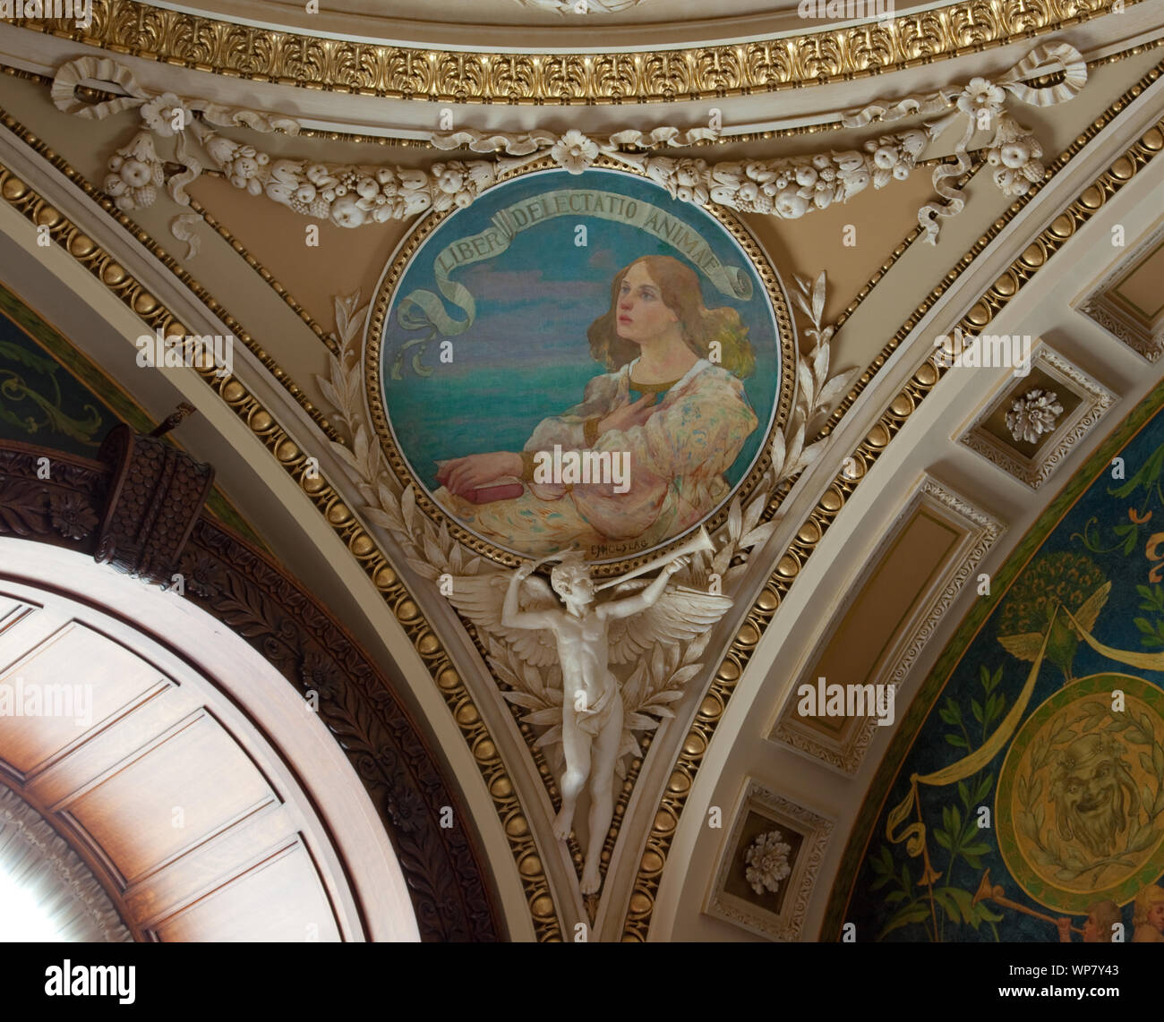 Librarian's Room. Circular Mural in pendentive illustrating Books, the ...