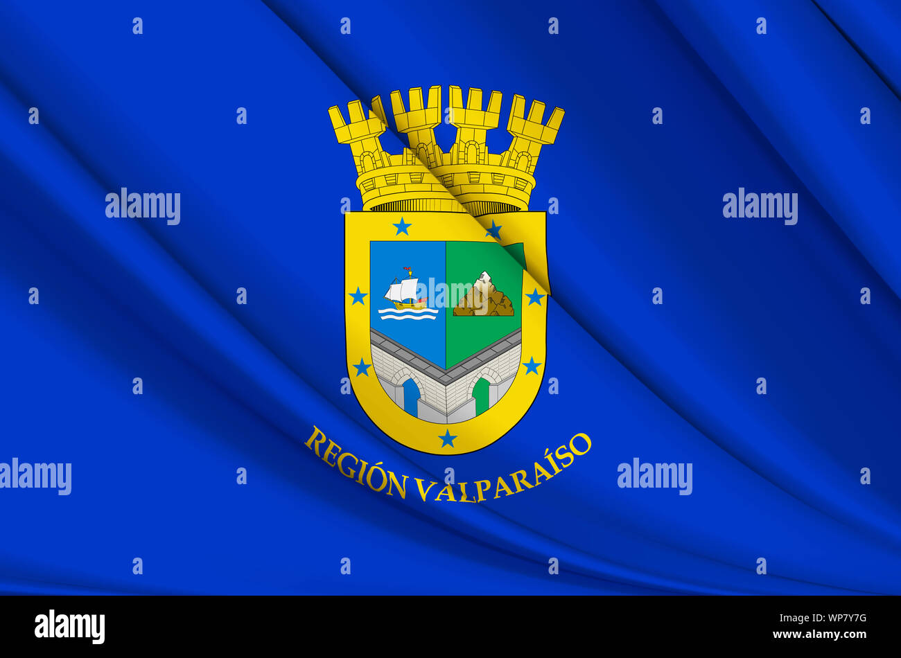 Valparaiso waving flag illustration. Regions of Chile. Perfect for ...
