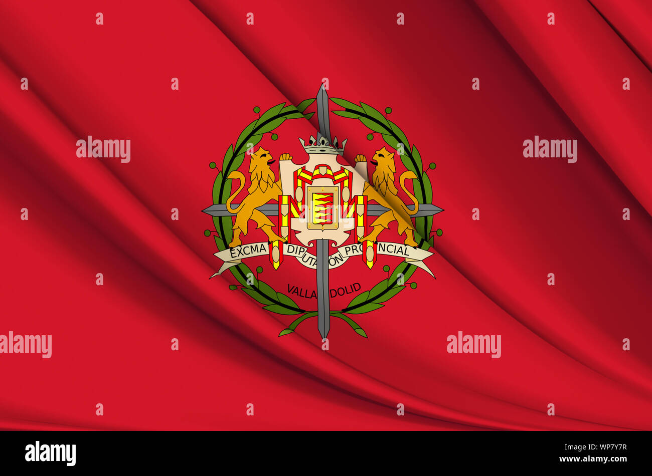 Valladolid waving flag illustration. Regions and cities of Spain ...