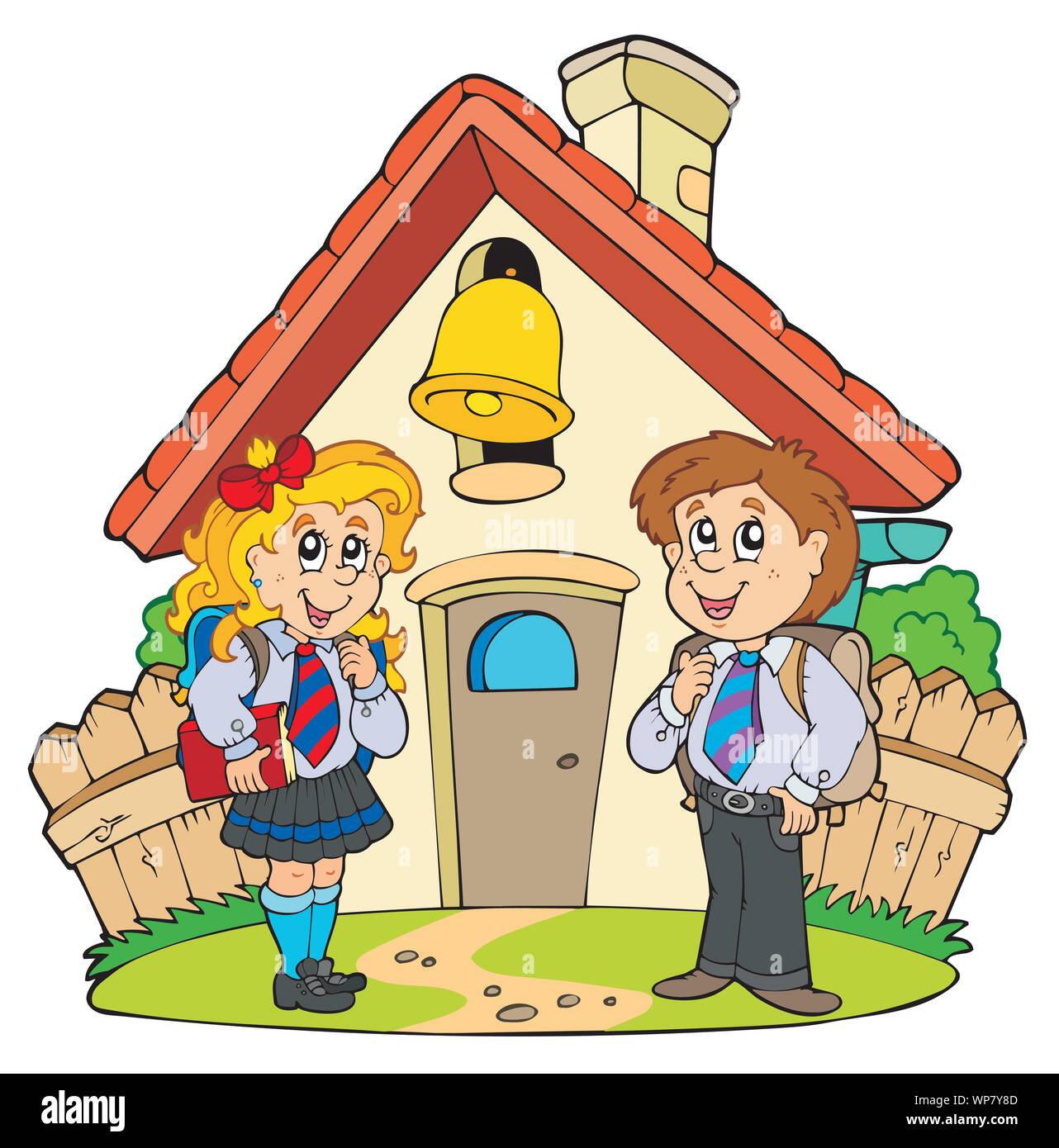 Small school with kids in uniforms Stock Vector Image & Art - Alamy