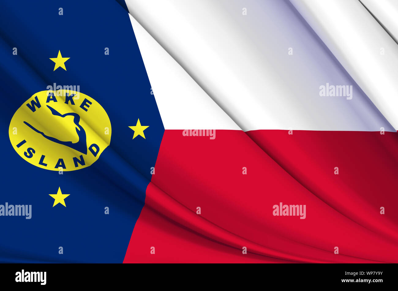 Wake Island waving flag illustration. Regions and Cities of the United ...