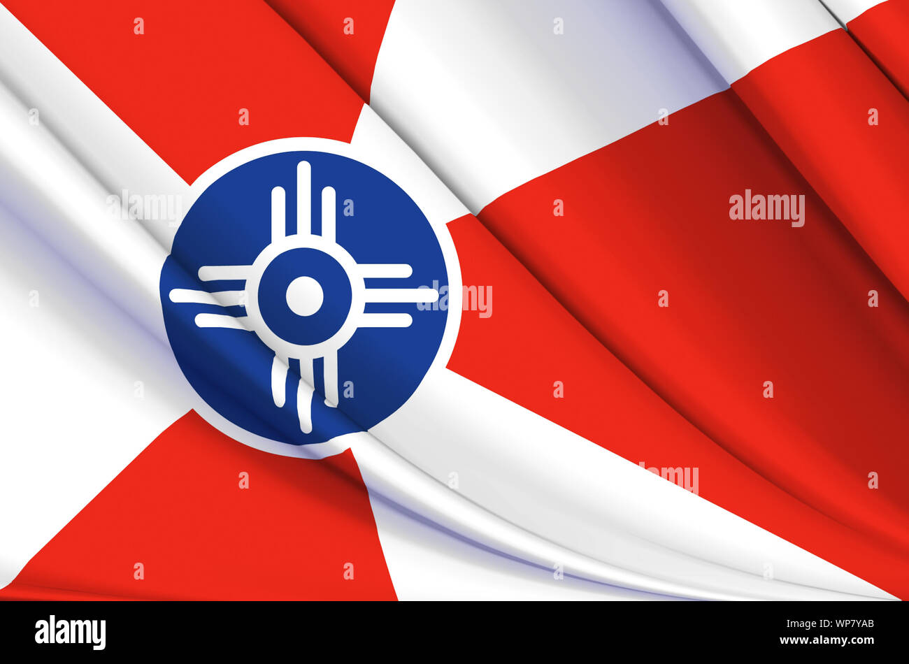 Wichita Kansas waving flag illustration. Regions and Cities of the ...