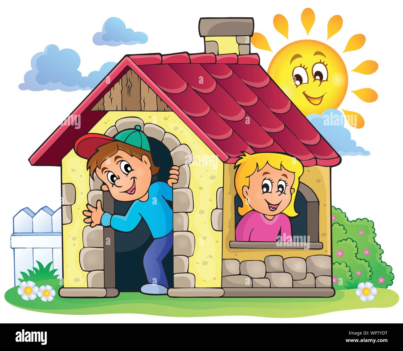 Children playing in small house theme 3 Stock Vector Image & Art - Alamy