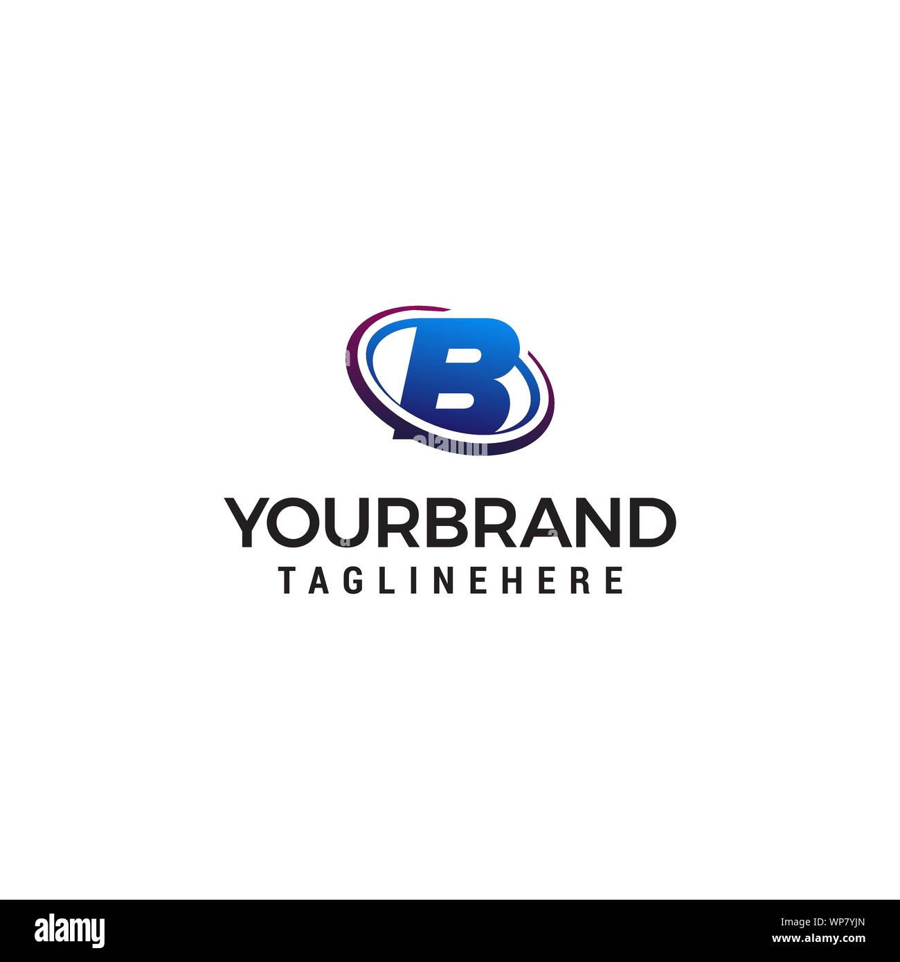 Swoosh Letter B technology logo concept template Stock Vector Image ...