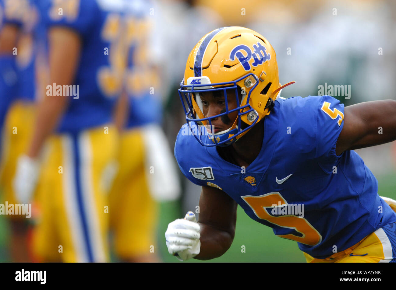 Pittsburgh, PA, USA. 7th Sep, 2019. Tre Tipton #5 during the Pitts ...