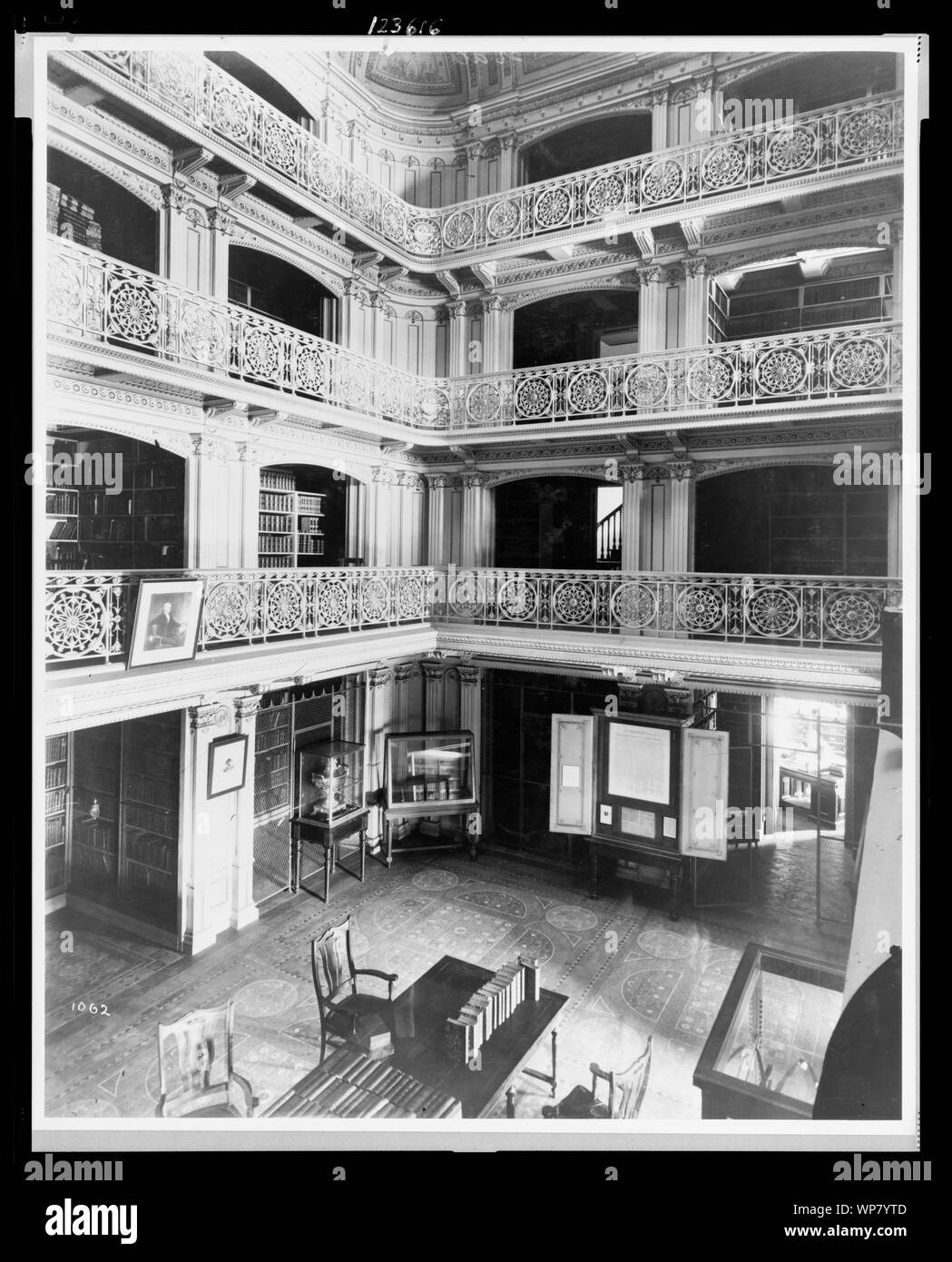Library in the State Department, showing facsimile of Declaration of ...