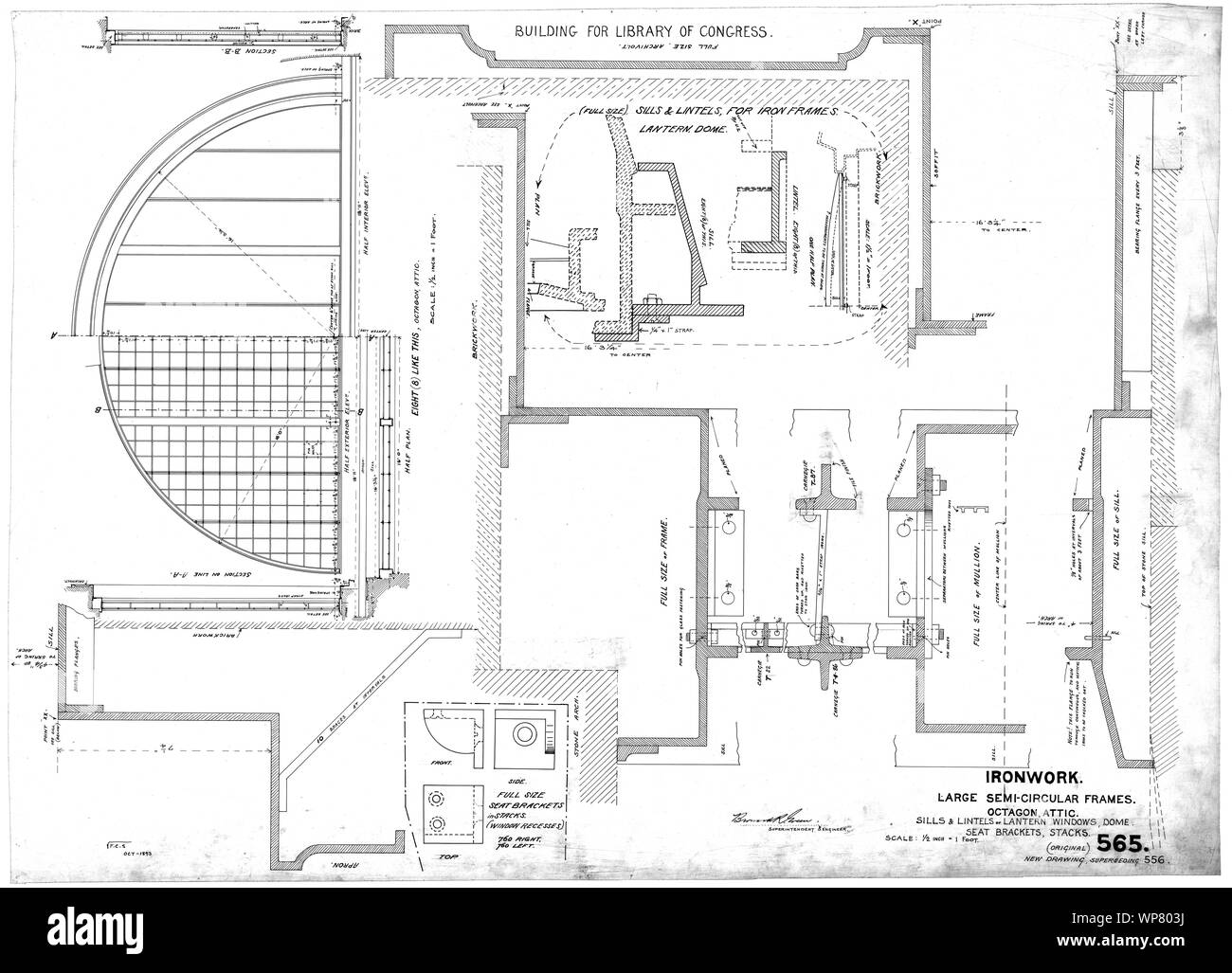 Library of Congress (Washington, D.C.). Large semi-circular window ...