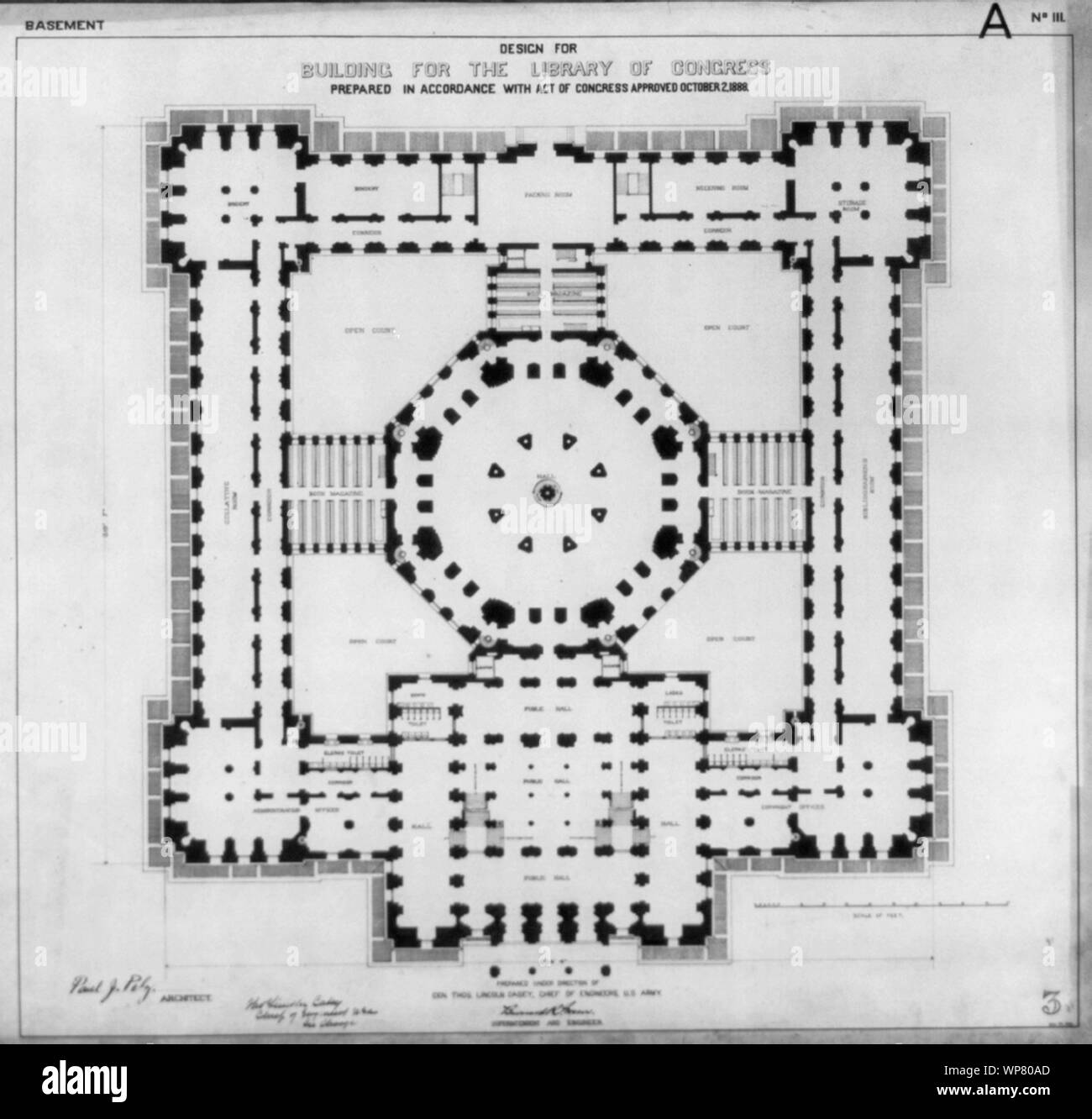 Library of Congress, Washington, D.C. Basement plan, A series Stock ...