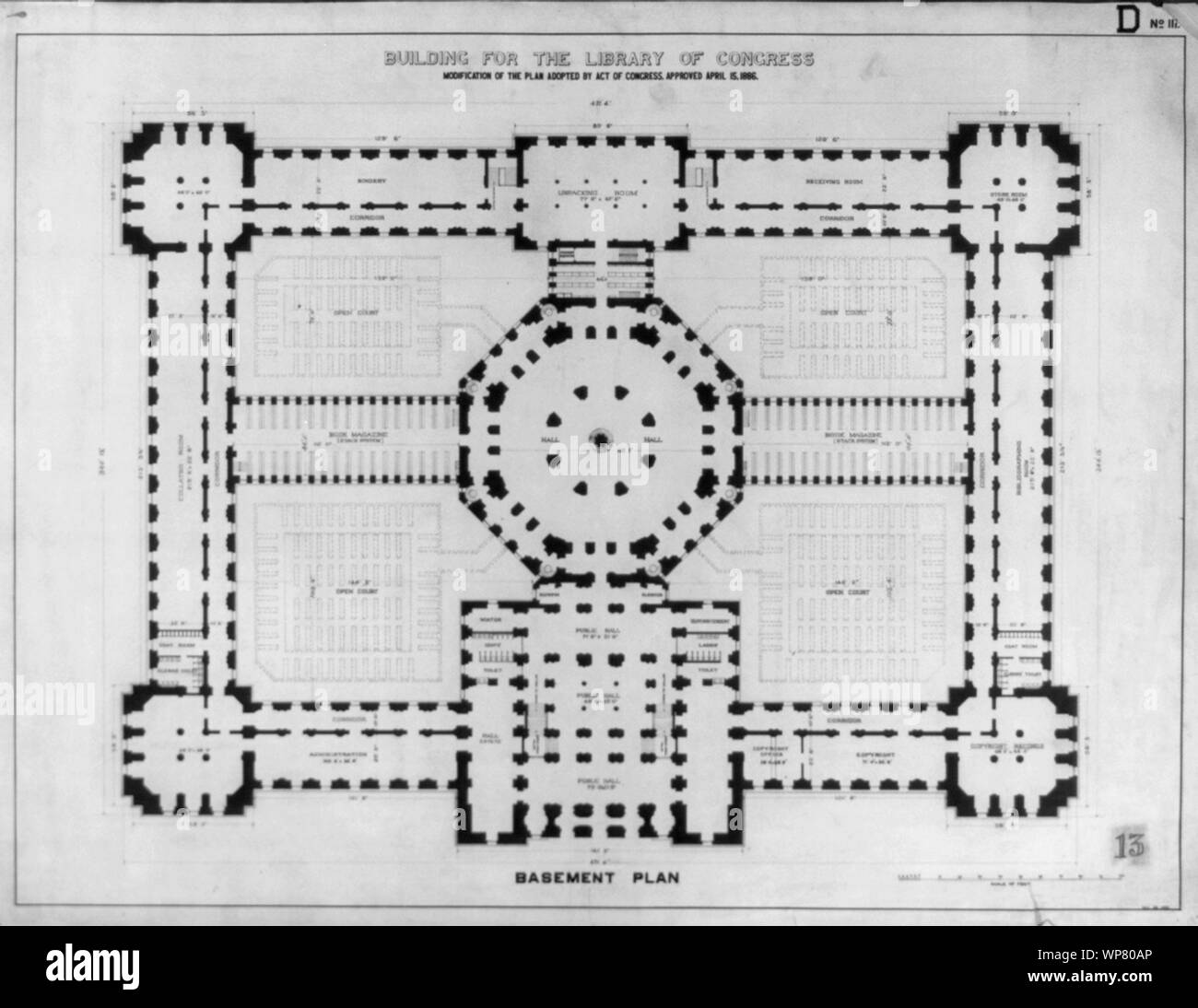 Library of Congress, Washington, D.C. Basement plan, D series Stock ...