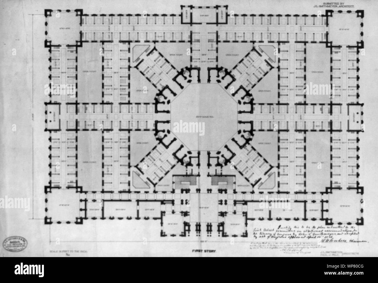 Library of Congress, Washington, D.C. First story plan Stock Photo - Alamy