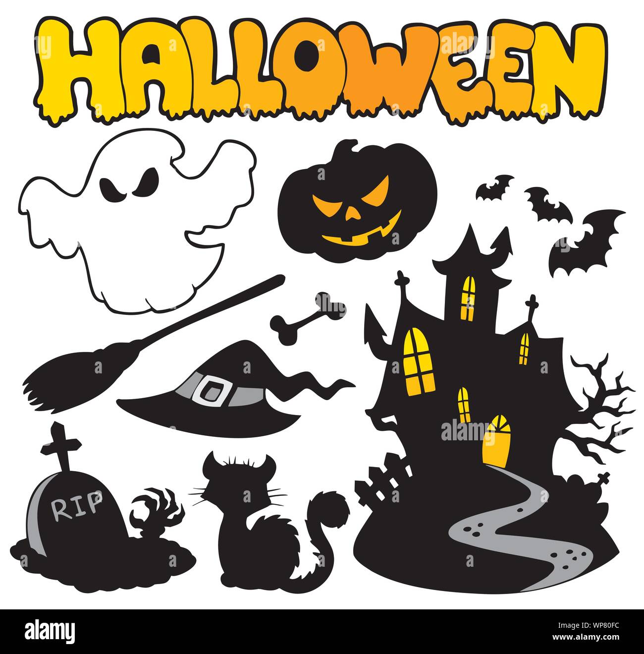 Set of Halloween silhouettes 2 Stock Vector Image & Art - Alamy