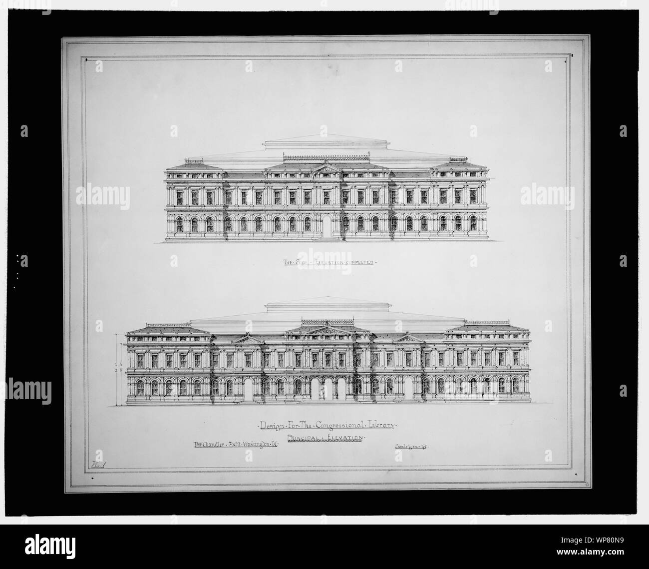 Library of Congress, Washington, D.C. Principal and side elevations ...