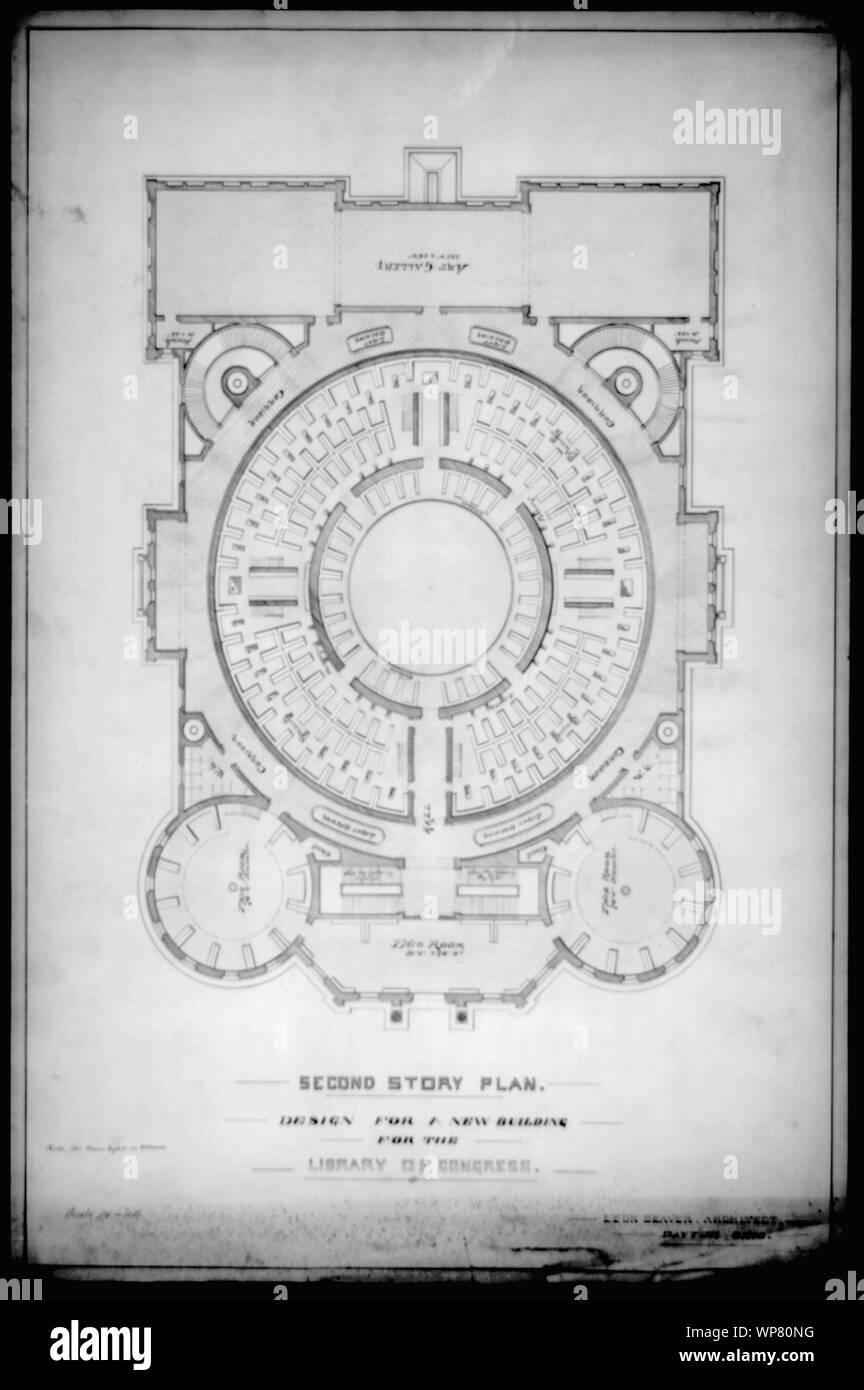 Library of Congress, Washington, D.C. Second story plan Stock Photo - Alamy