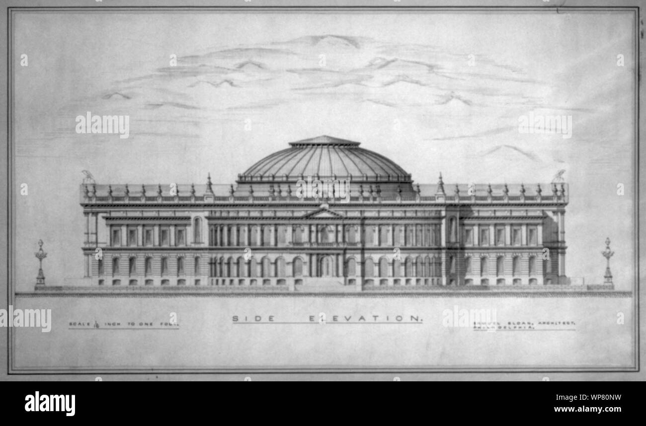 Library of Congress, Washington, D.C. Side elevation rendering Stock ...