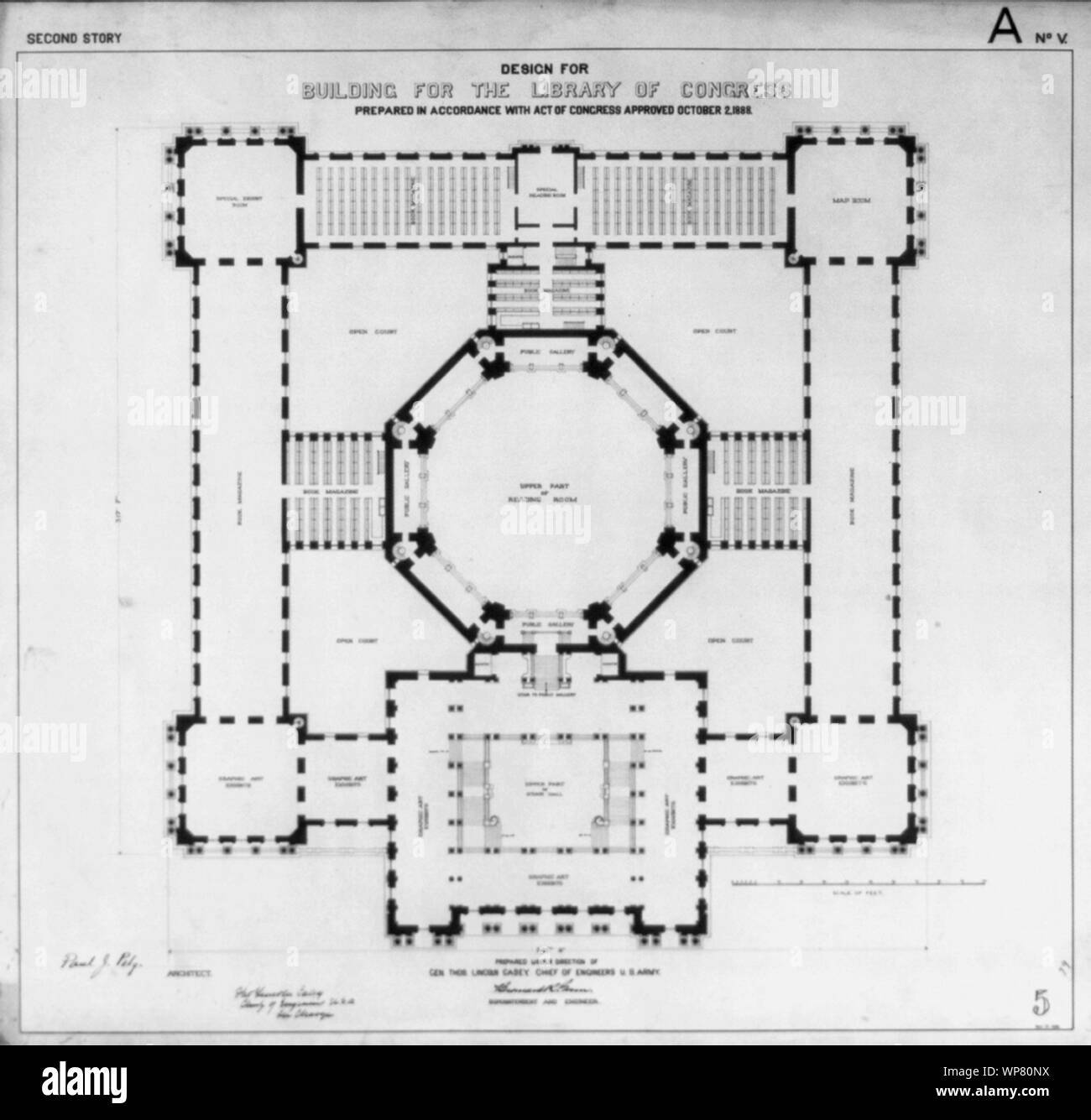 Library of Congress, Washington, D.C. Second story plan, A series Stock ...
