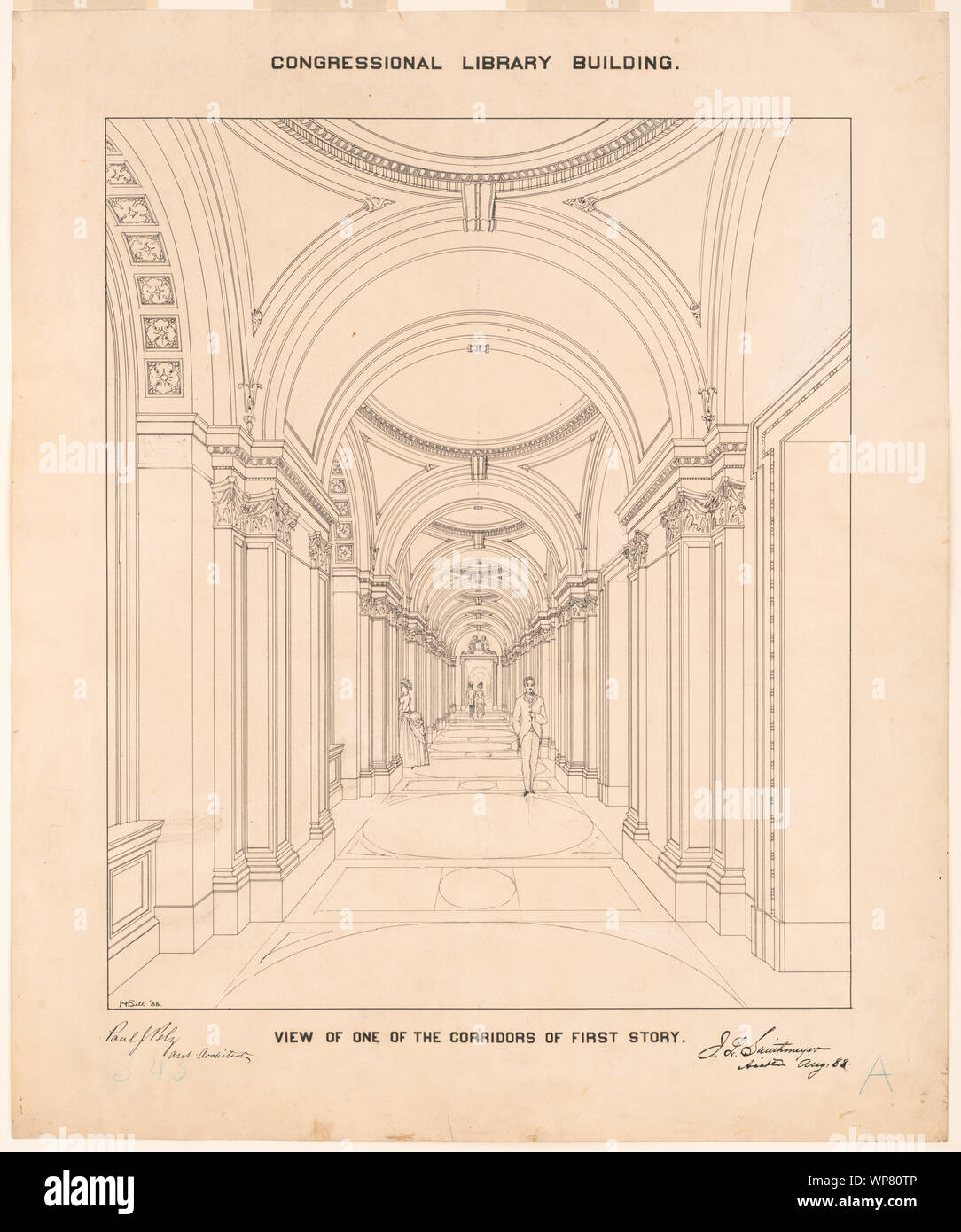 Library of Congress, Washington, D.C. View of corridors of first floor ...