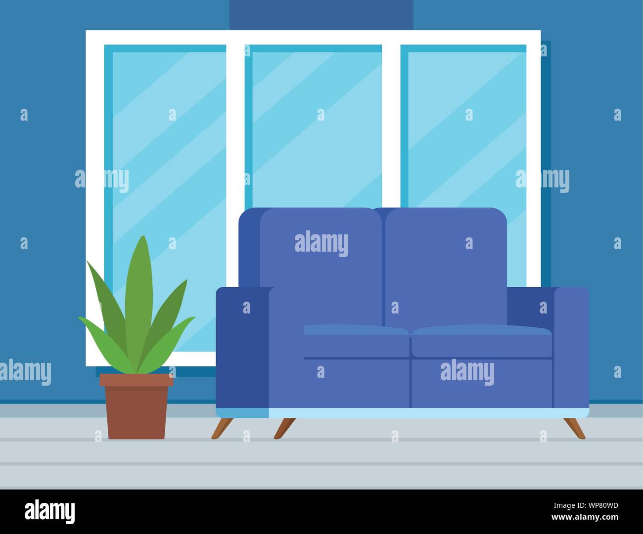 home livingroom with window and sofa design Stock Vector Image & Art ...