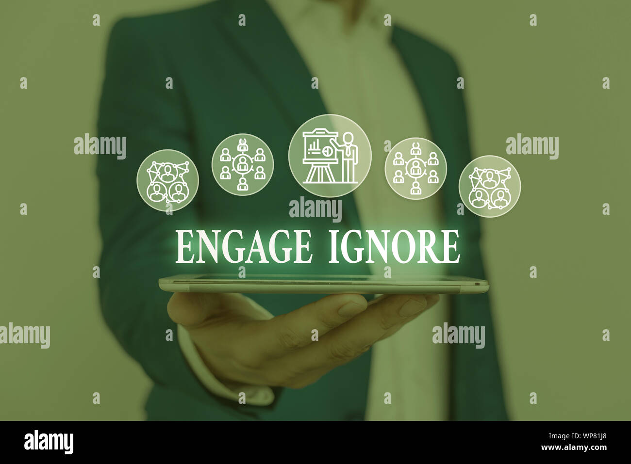Text sign showing Engage Ignore. Business photo showcasing Silent ...