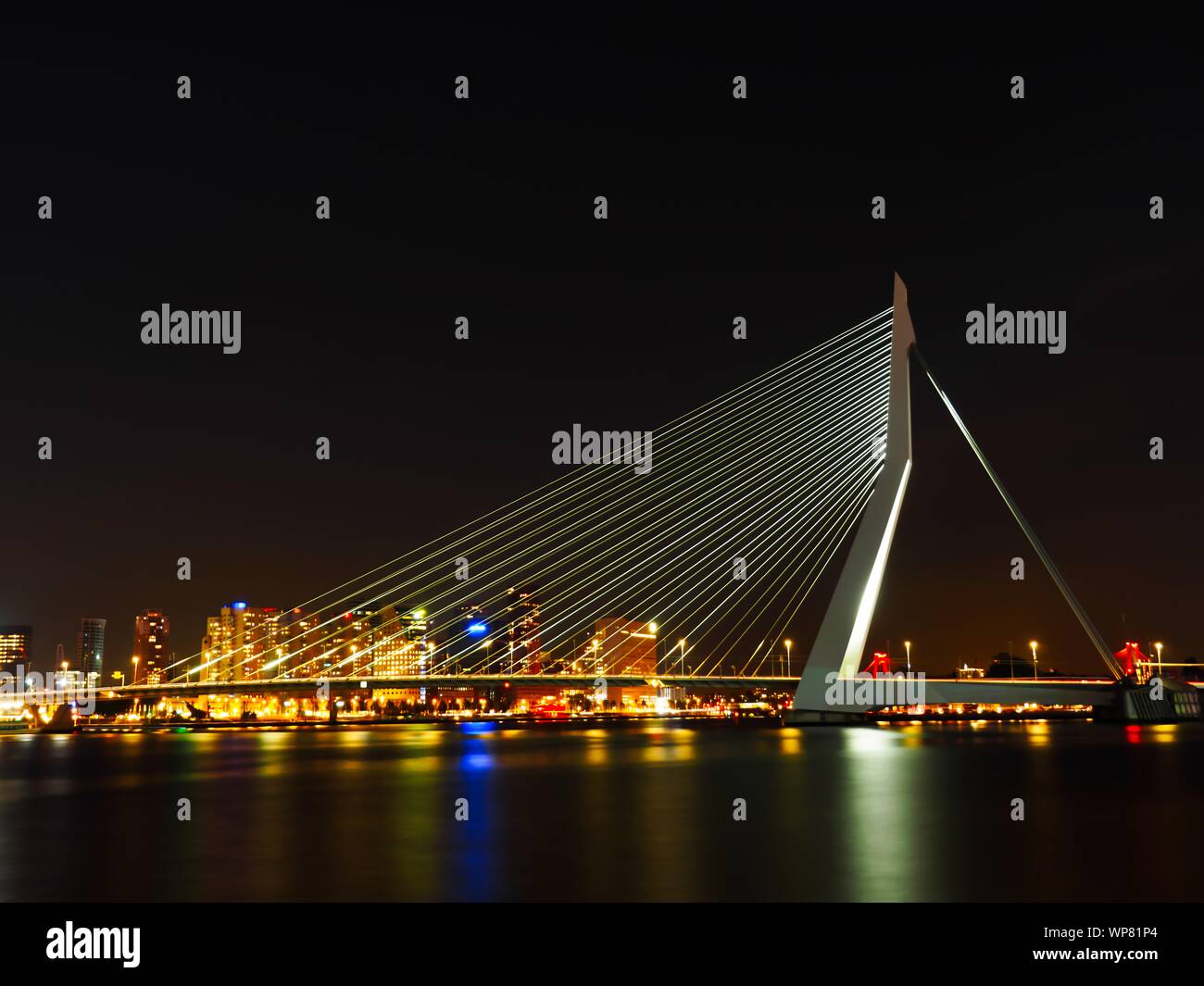 The beautiful and famous Erasmus bridge at night Stock Photo - Alamy