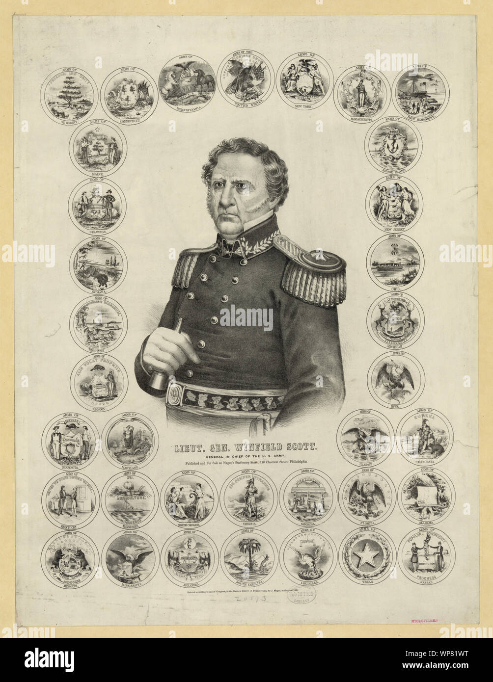Lieut. Gen. Winfield Scott. General in Chief of the U.S. Army Stock ...